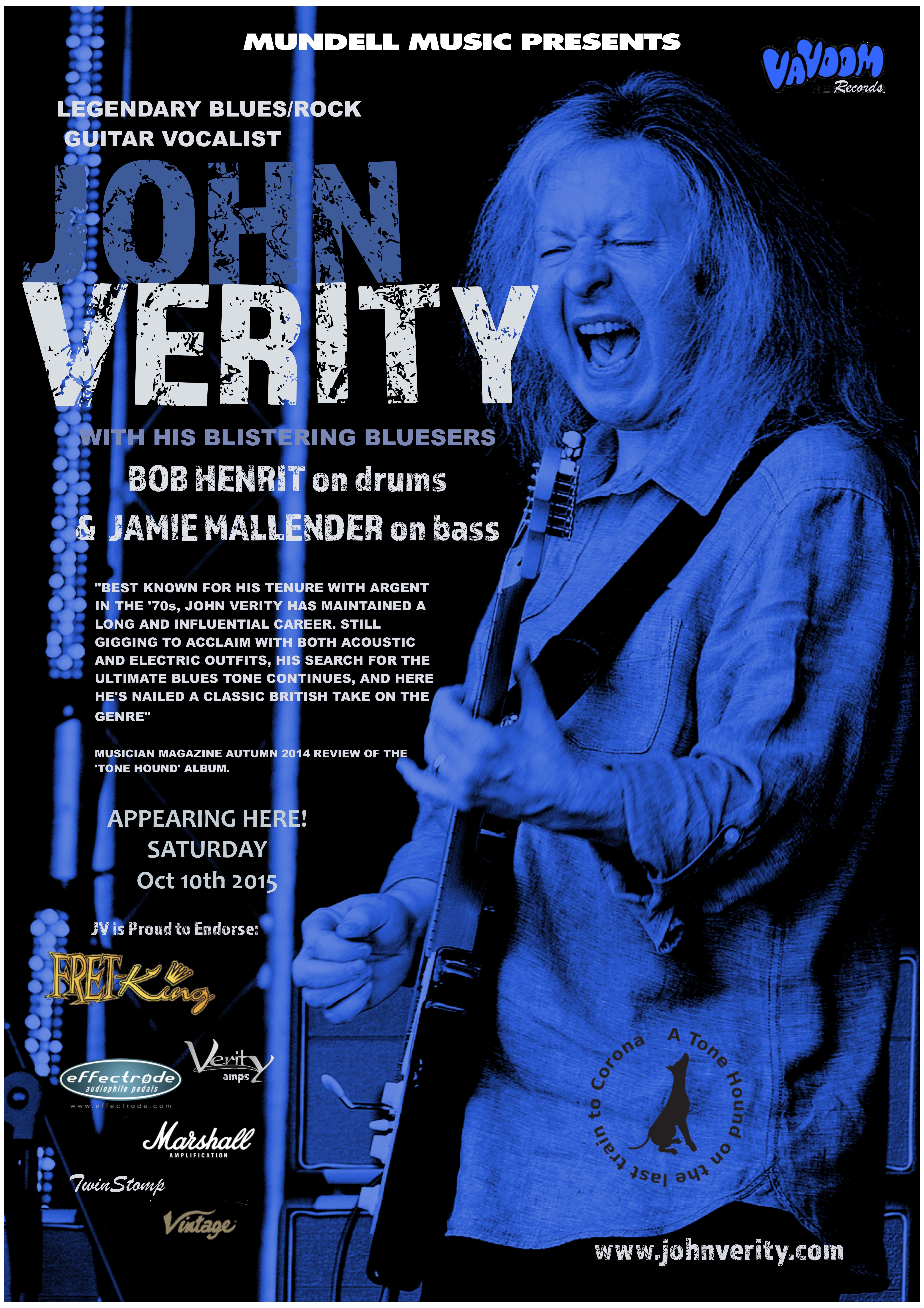 John Verity Backstage in October - Mundell Music